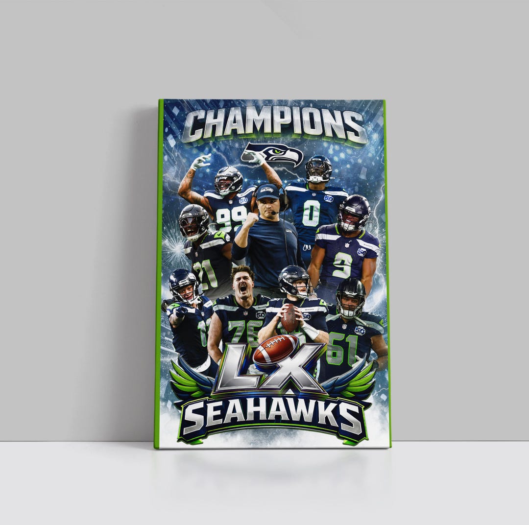 Seattle Seahawks Super Bowl LX Champions Poster Football Canvas NFL ...
