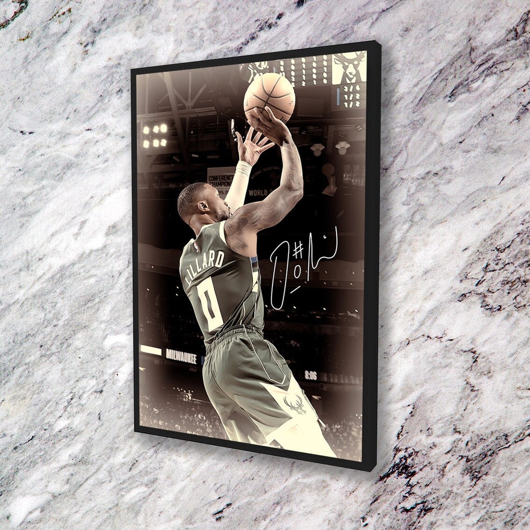 Damian Lillard Poster Milwaukee Bucks Framed Canvas Print Basketball ...