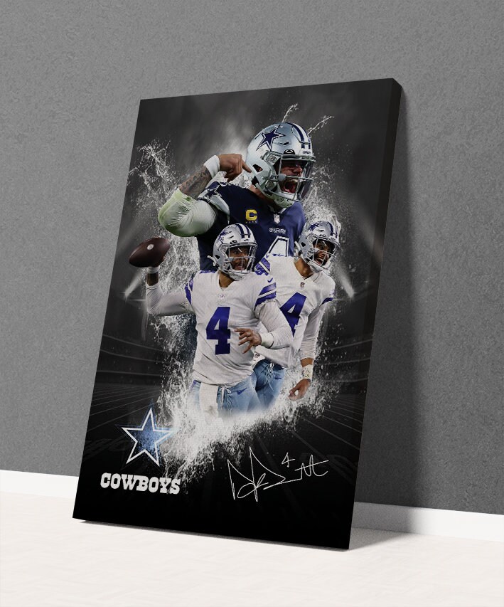Dak Prescott Poster, Dallas Cowboys Wall Art, NFL Canvas Print ...