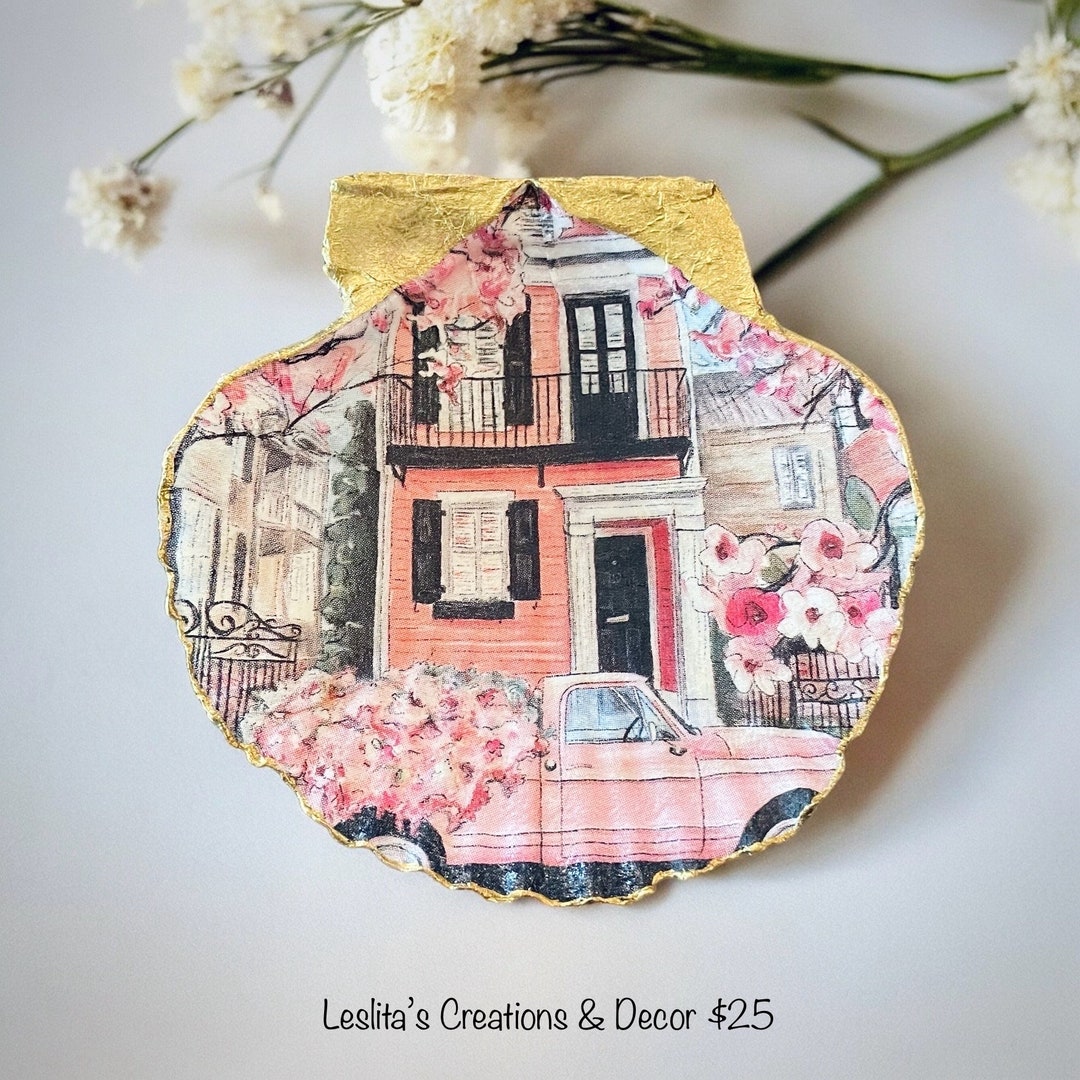 Shell Ring Dish, Charleston Themed Shell Ring Dish, Shell Trinket Dish ...