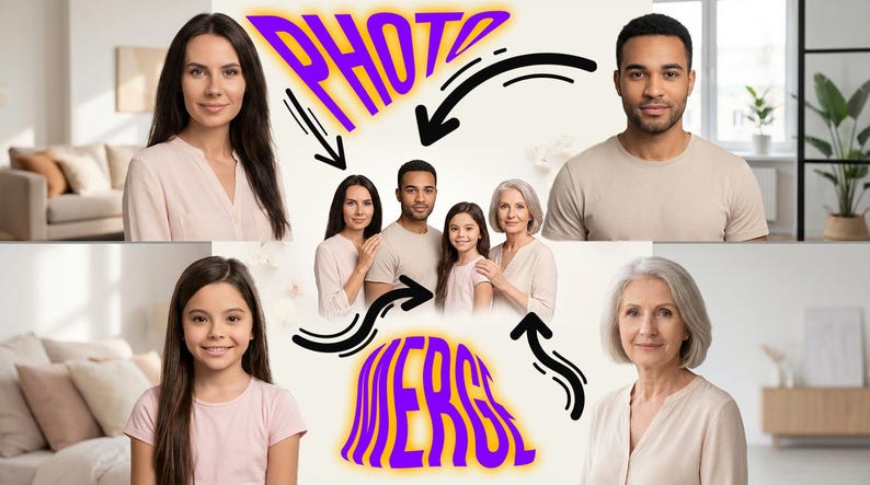 Custom Photo Merge – Family Portrait, Memorial Gift (digital Image) - Etsy