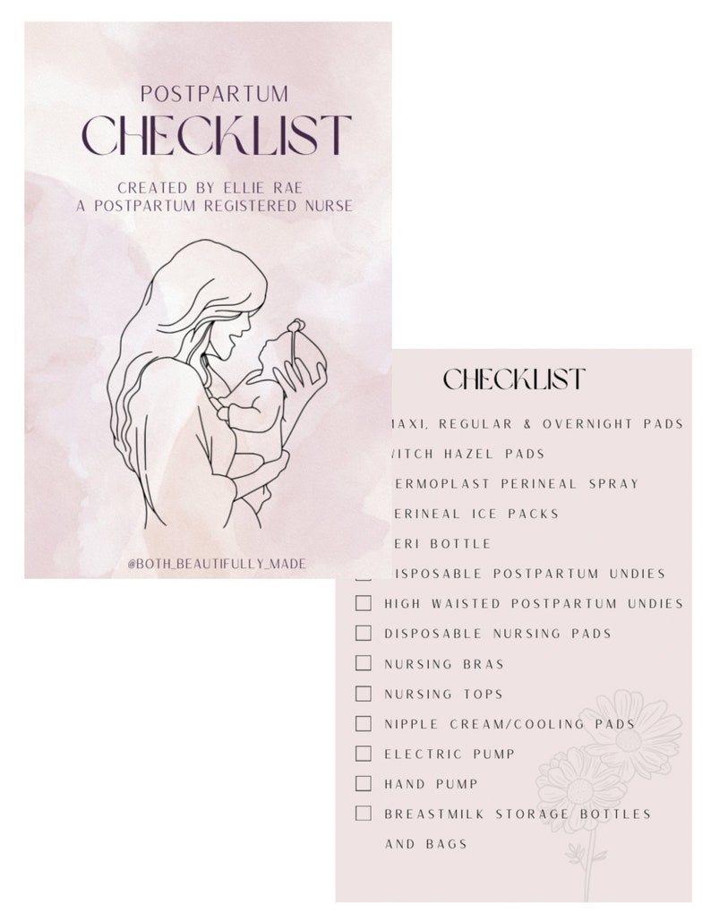 Postpartum Essentials Checklist - Etsy