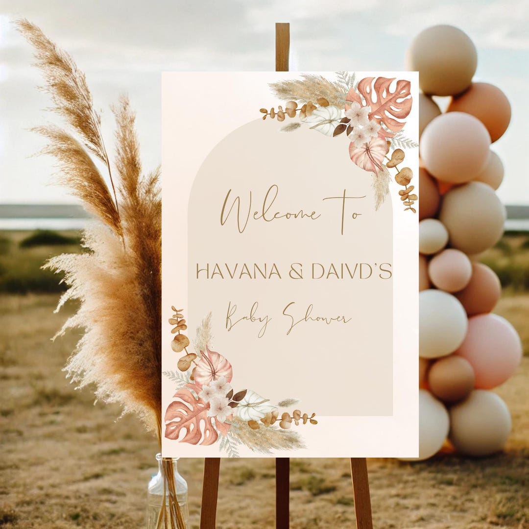 Boho Welcome Sign: Customizable Pampas Grass Decor (digital Download ...