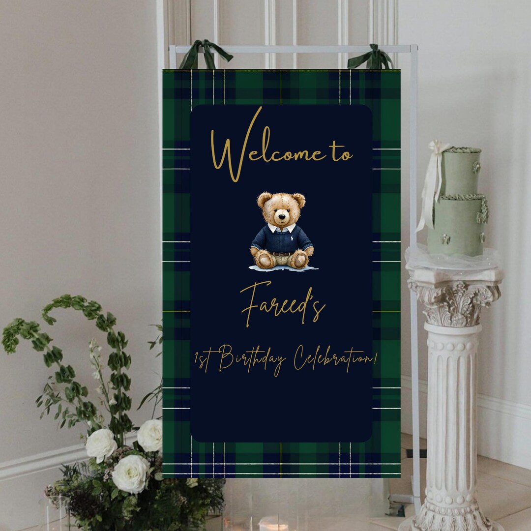 Preppy Plaid Baby Shower Welcome Sign, Equestrian Party Decor ...