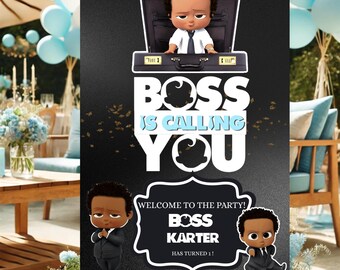 Boss Welcome Sign Black & White | Boss Baby Birthday Party Decor ...