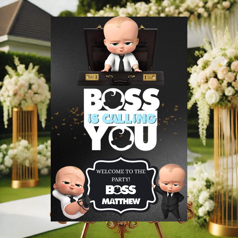 Boss Welcome Sign Black & White | Boss Baby Birthday Party Decor ...