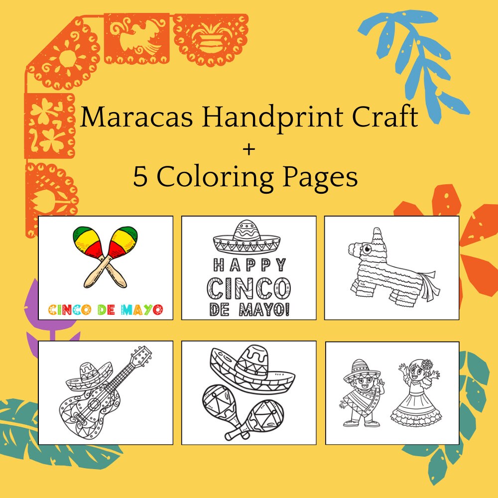 Cinco De Mayo Kid's Activities, Handprint Craft, Coloring Pages - Etsy