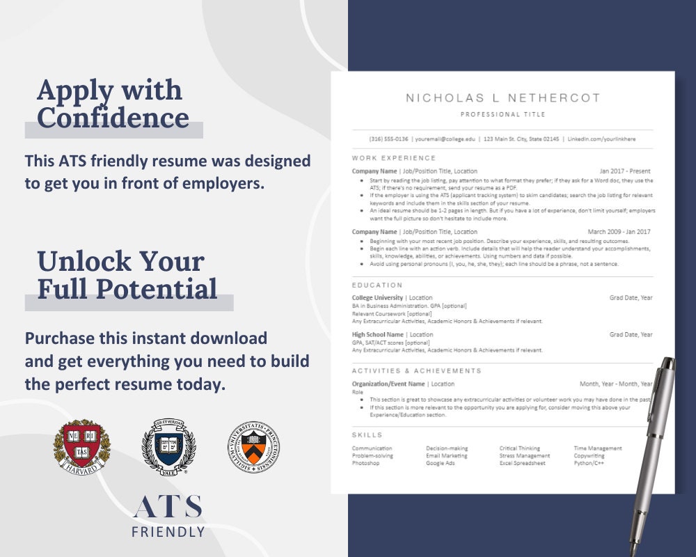 Plantilla de currículum profesional compatible con ATS / Currículum ...