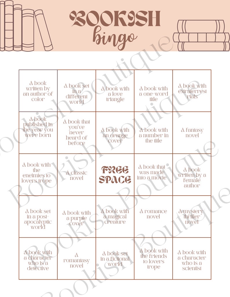 Book Bingo for Every Type of Reader, 5 Different Digital Bookish Bingo ...