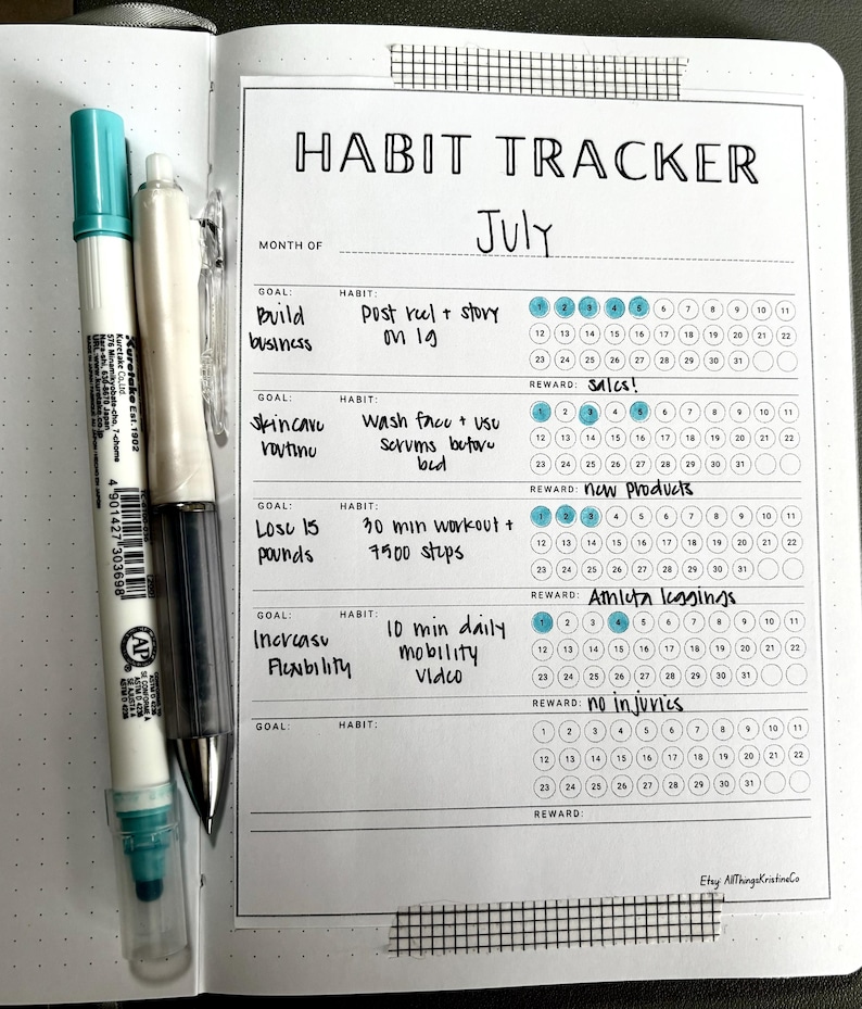 Habit Tracker | Planner Printable | PDF Instant Download | 4.9x6.9 In ...