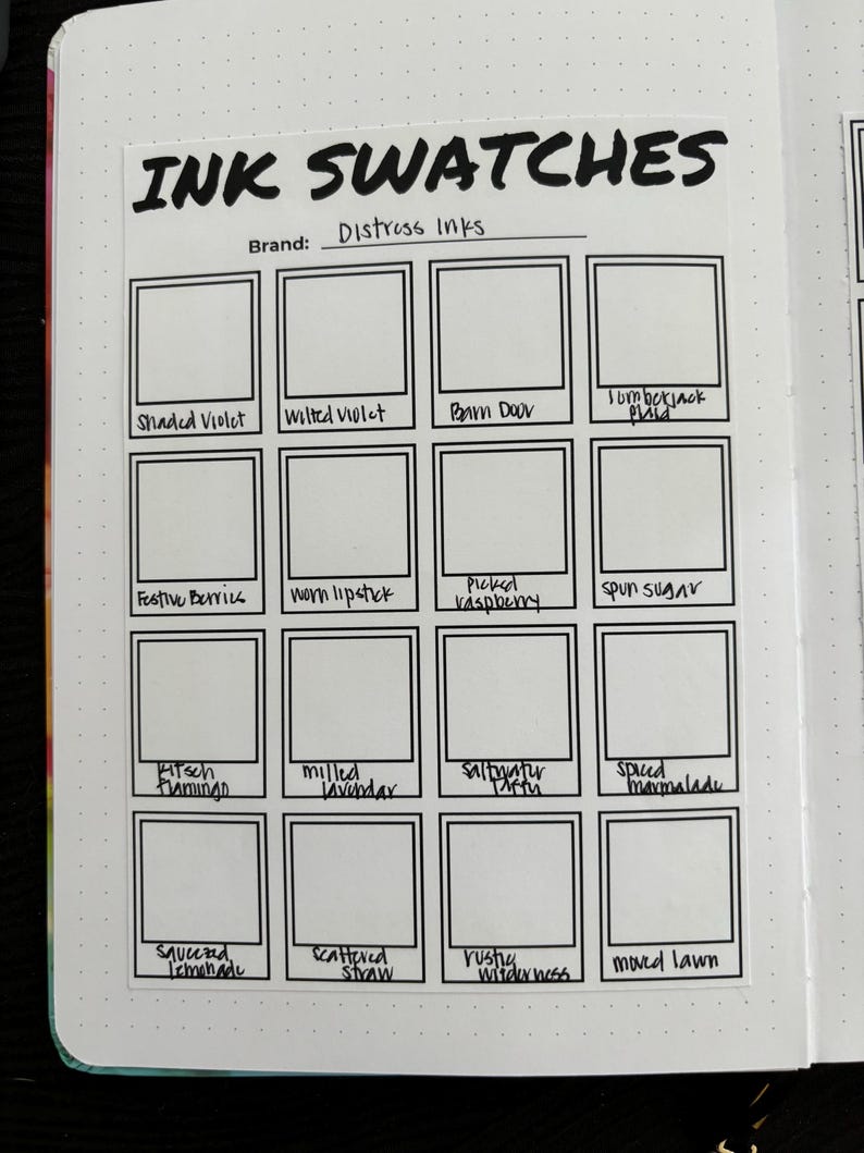 Ink Swatches | Planner Printable | PDF Instant Download | 4.9x6.9 In - Etsy