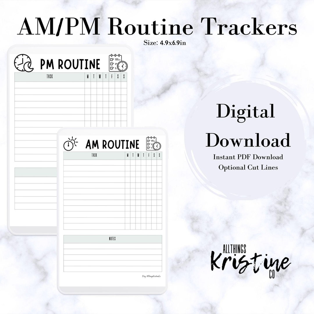 AM & PM Routine Trackers | Planner Printable | PDF Instant Download | 4 ...