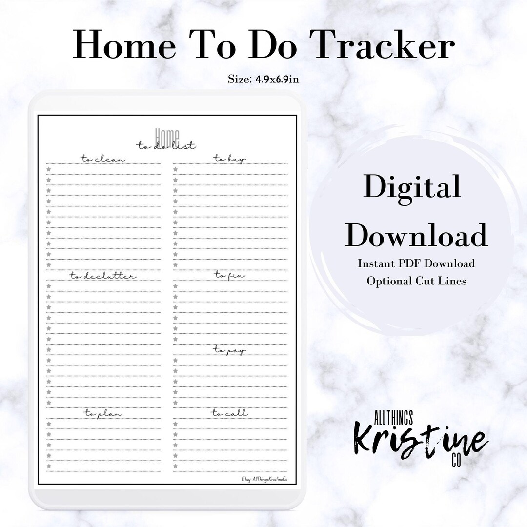 Home to Do List Tracker | Planner Printable | PDF Instant Download | 4 ...