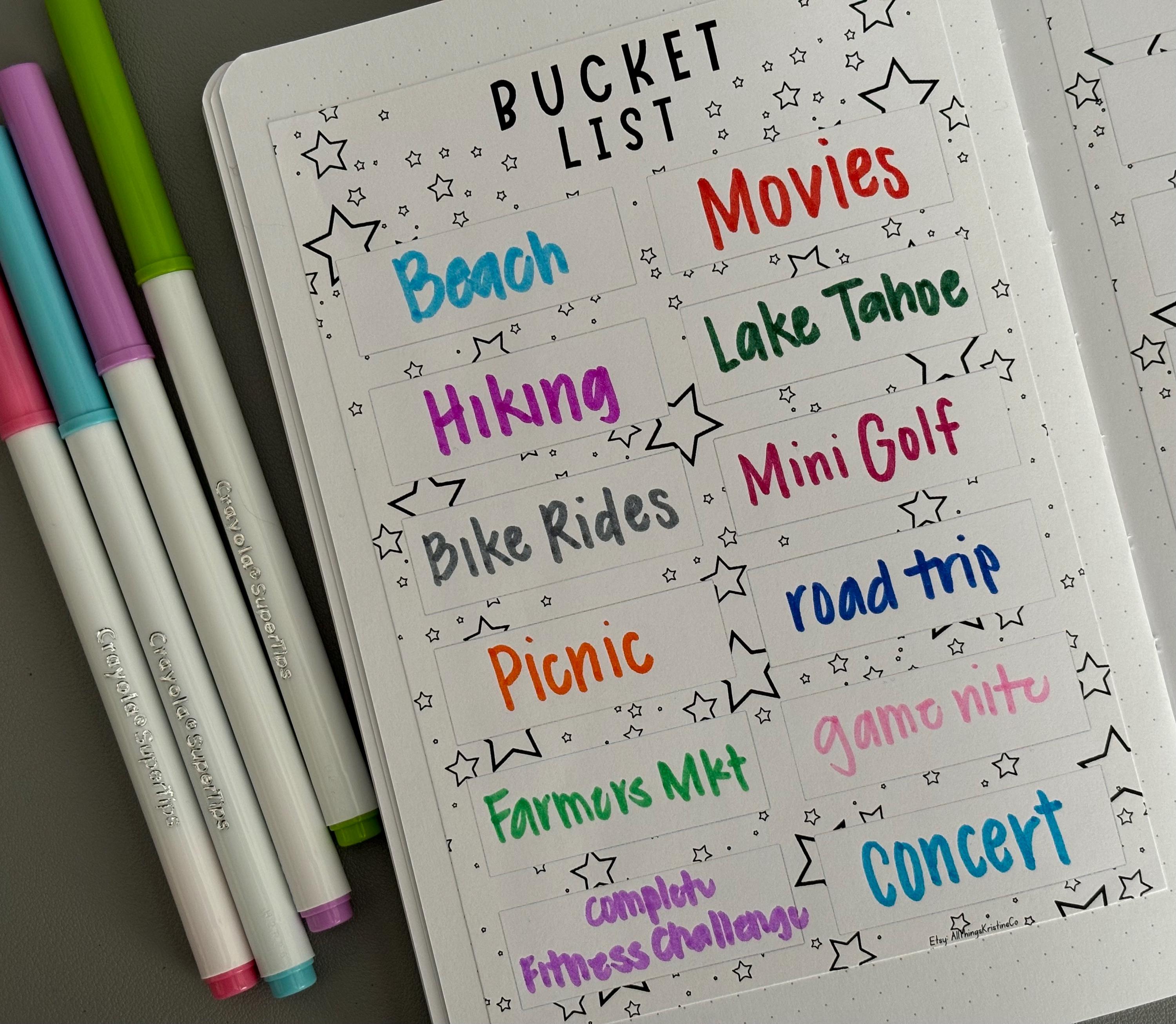 Bucket List | Planner Printable | PDF Instant Download | 4.9x6.9 In - Etsy
