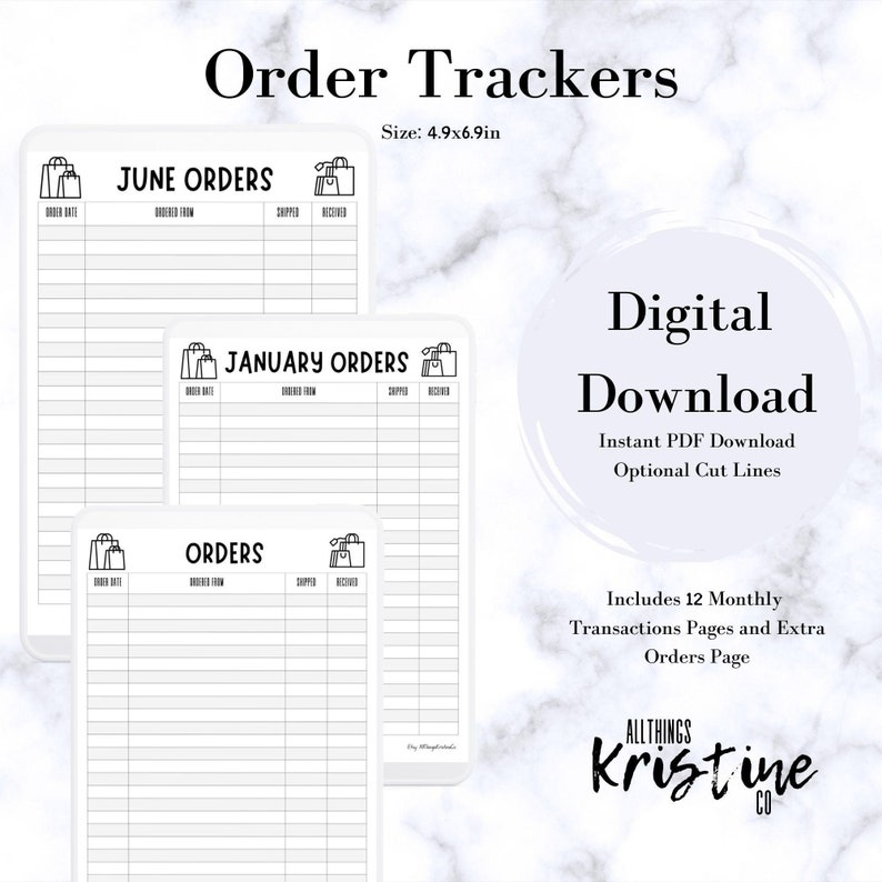 Order Tracker | Planner Printable | PDF Instant Download | 4.9x6.9 In ...