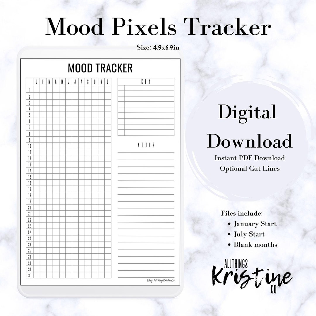 Mood Pixels Trackers | Planner Printable | PDF Instant Download | 4.9x6 ...
