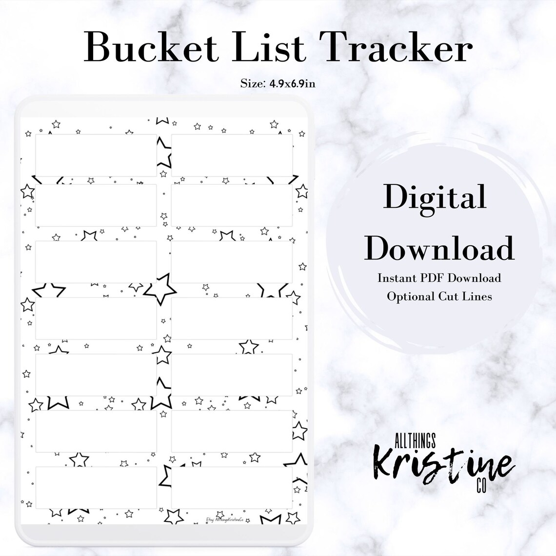 Bucket List | Planner Printable | PDF Instant Download | 4.9x6.9 In - Etsy