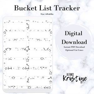 Bucket List | Planner Printable | PDF Instant Download | 4.9x6.9 In - Etsy