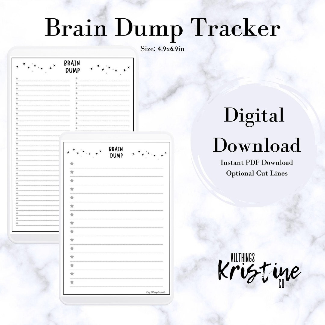 Brain Dump Tracker | Planner Printable | PDF Instant Download | 4.9x6.9 ...