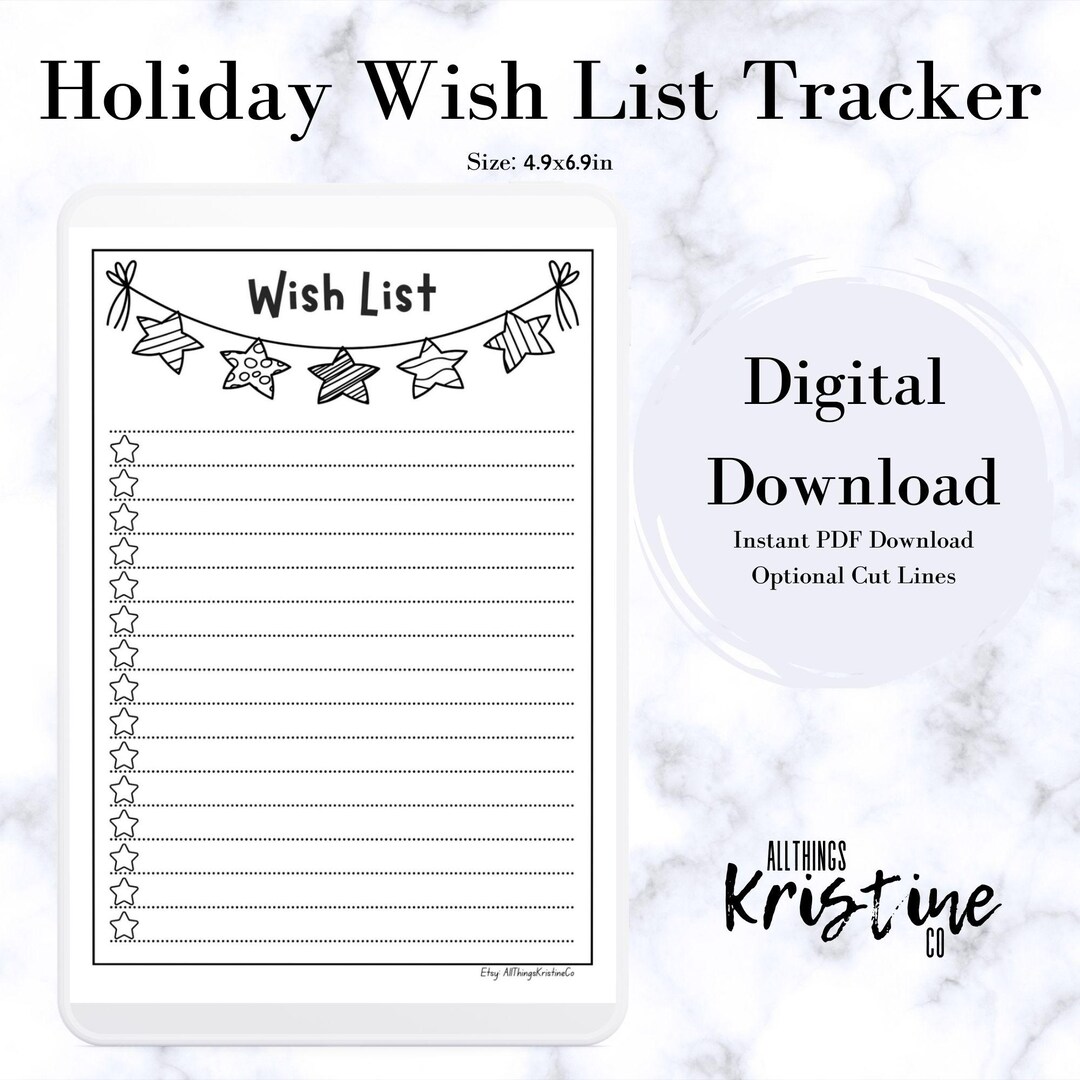 Holiday Wish List Tracker | Planner Printable | PDF Instant Download ...