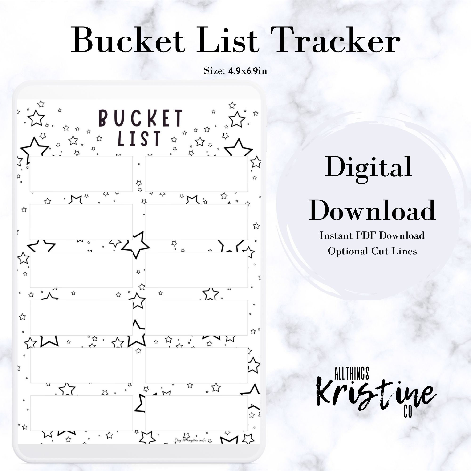 Bucket List | Planner Printable | PDF Instant Download | 4.9x6.9 In - Etsy
