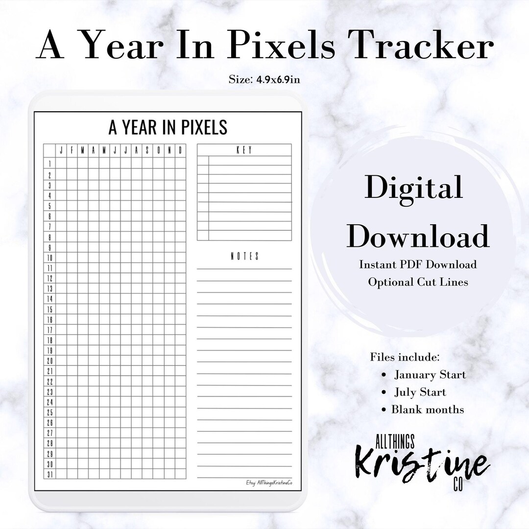 A Year in Pixels Trackers | Planner Printable | PDF Instant Download ...