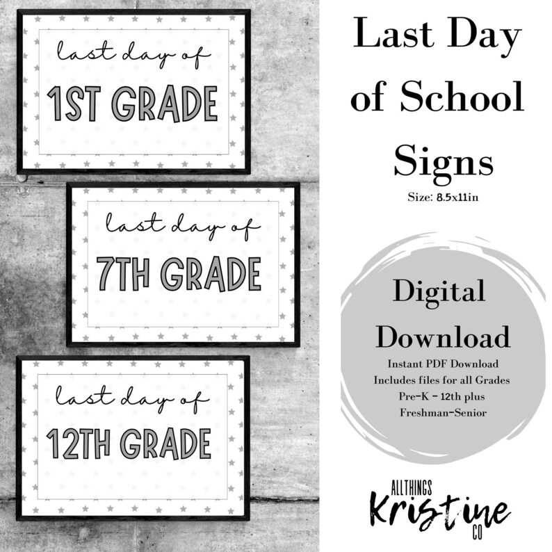 First & Last Day of School Printable Sign Bundle | School Photo Prop ...