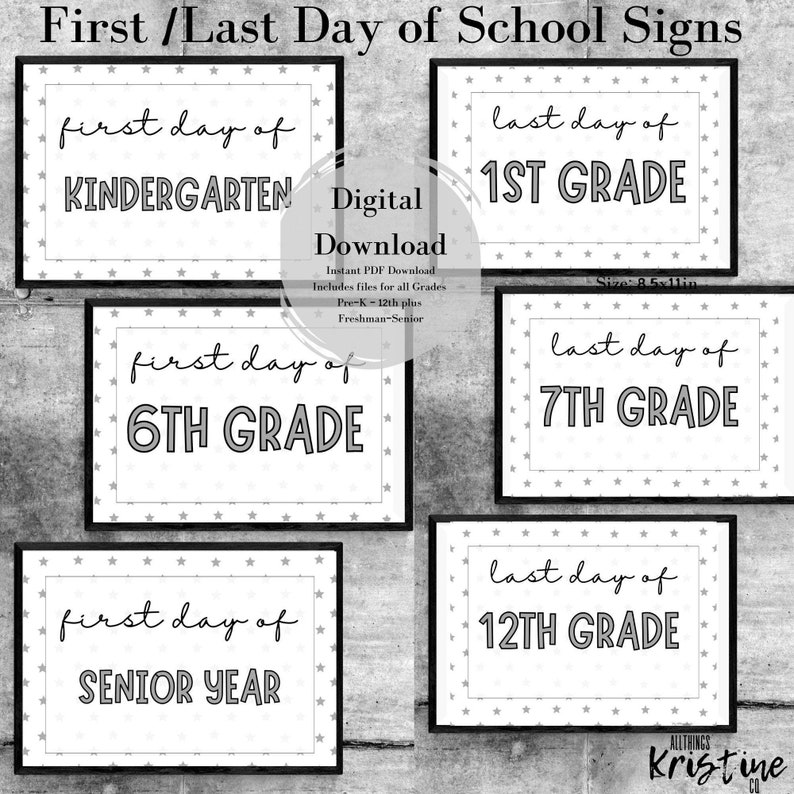 First & Last Day of School Printable Sign Bundle | School Photo Prop ...