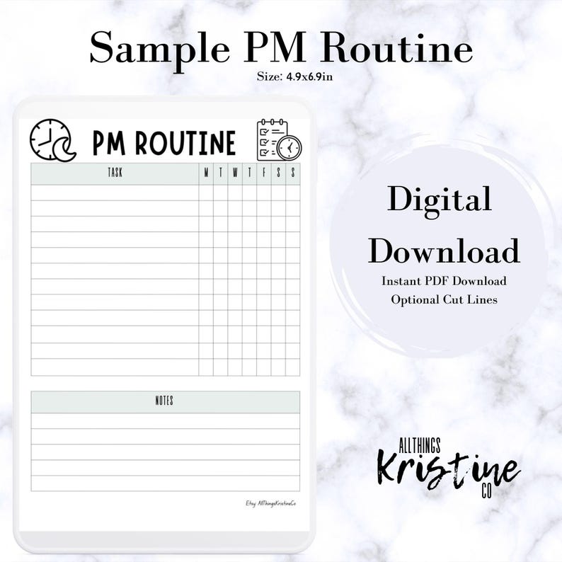 AM & PM Routine Trackers | Planner Printable | PDF Instant Download | 4 ...
