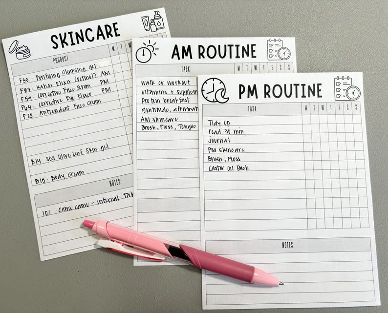 AM & PM Routine Trackers | Planner Printable | PDF Instant Download | 4 ...