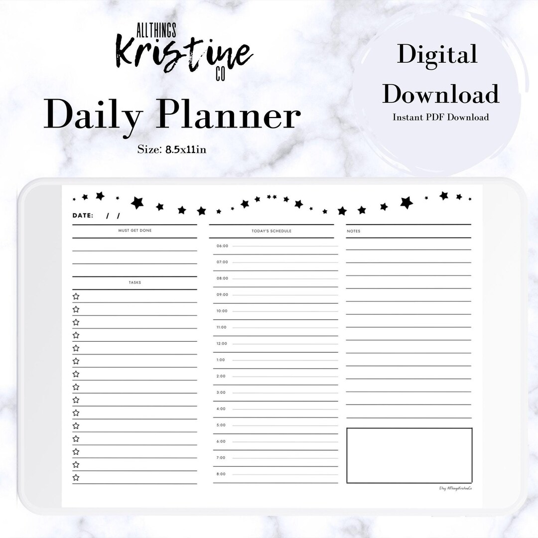 Daily Planner Printable | PDF Instant Download | 8.5x11 In - Etsy