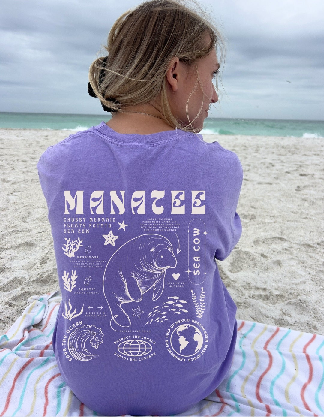 Manatee Shirt Florida Manatee Gift Surf Tee Comfort Colors Oversize ...