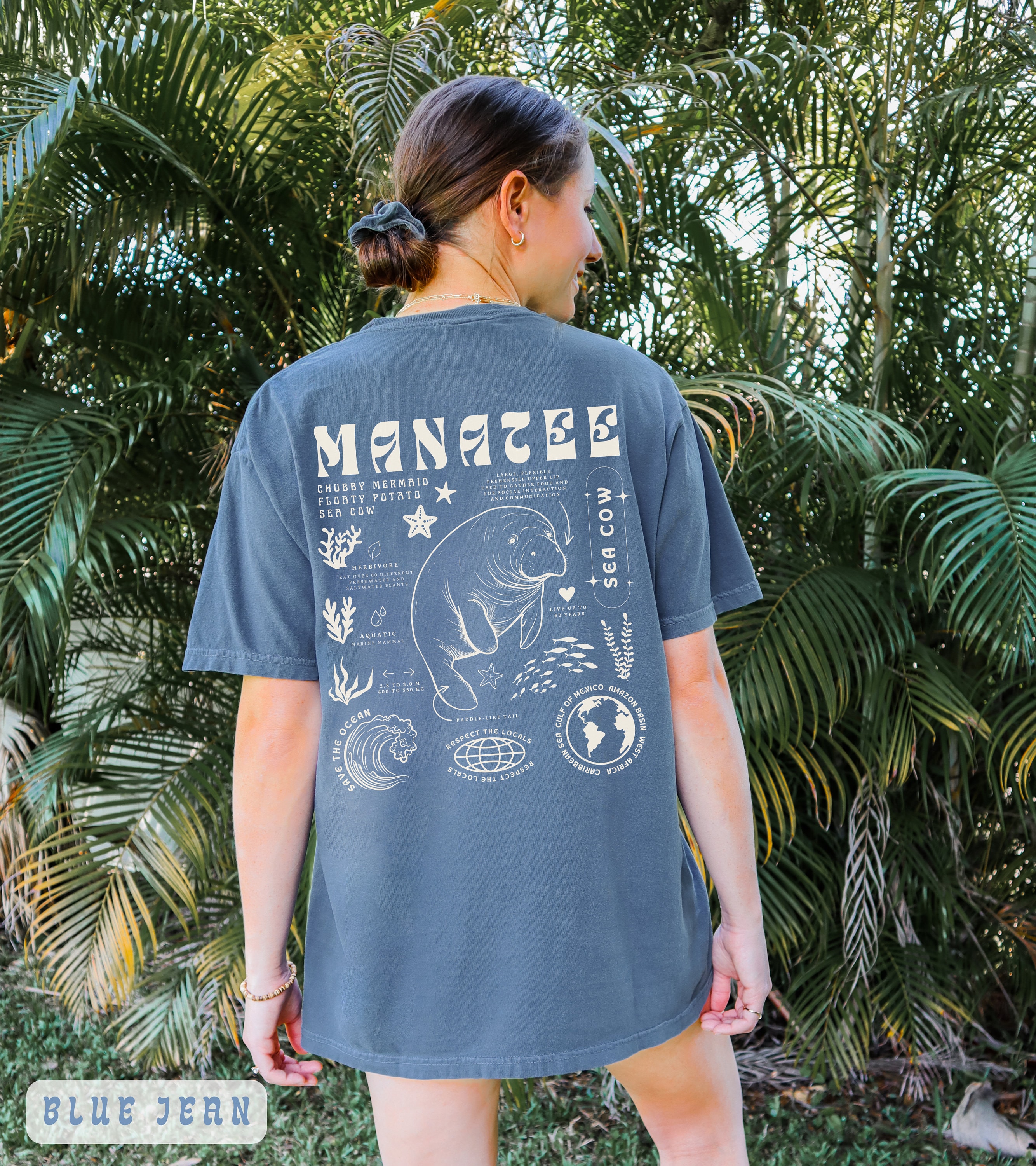 Manatee Shirt Florida Manatee Gift Surf Tee Comfort Colors Oversize ...
