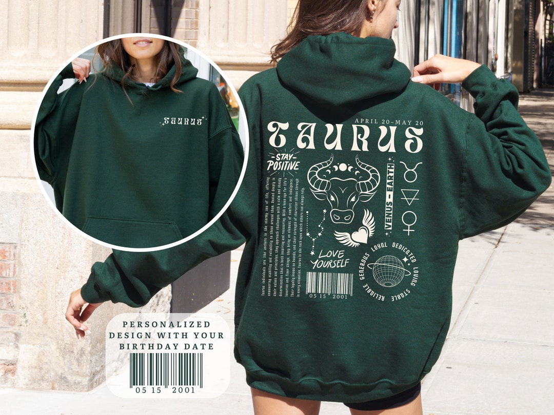 Taurus Hoodie Astrology Y2K Hoodie Zodiac Sign Gift Custom Birthday ...