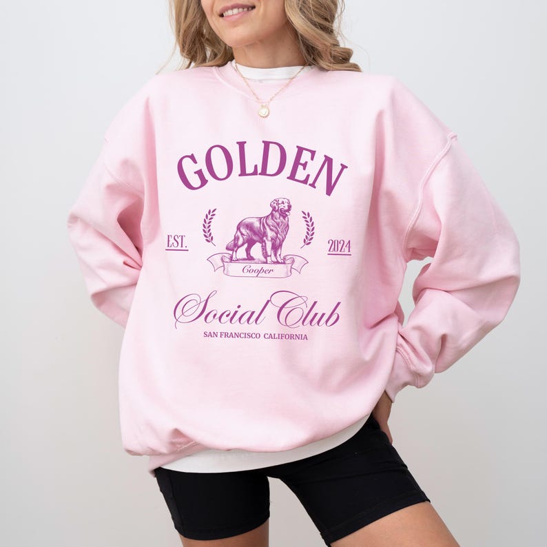 Golden Retriever Social Club Sweatshirt, Custom Dog Mom Crewneck ...