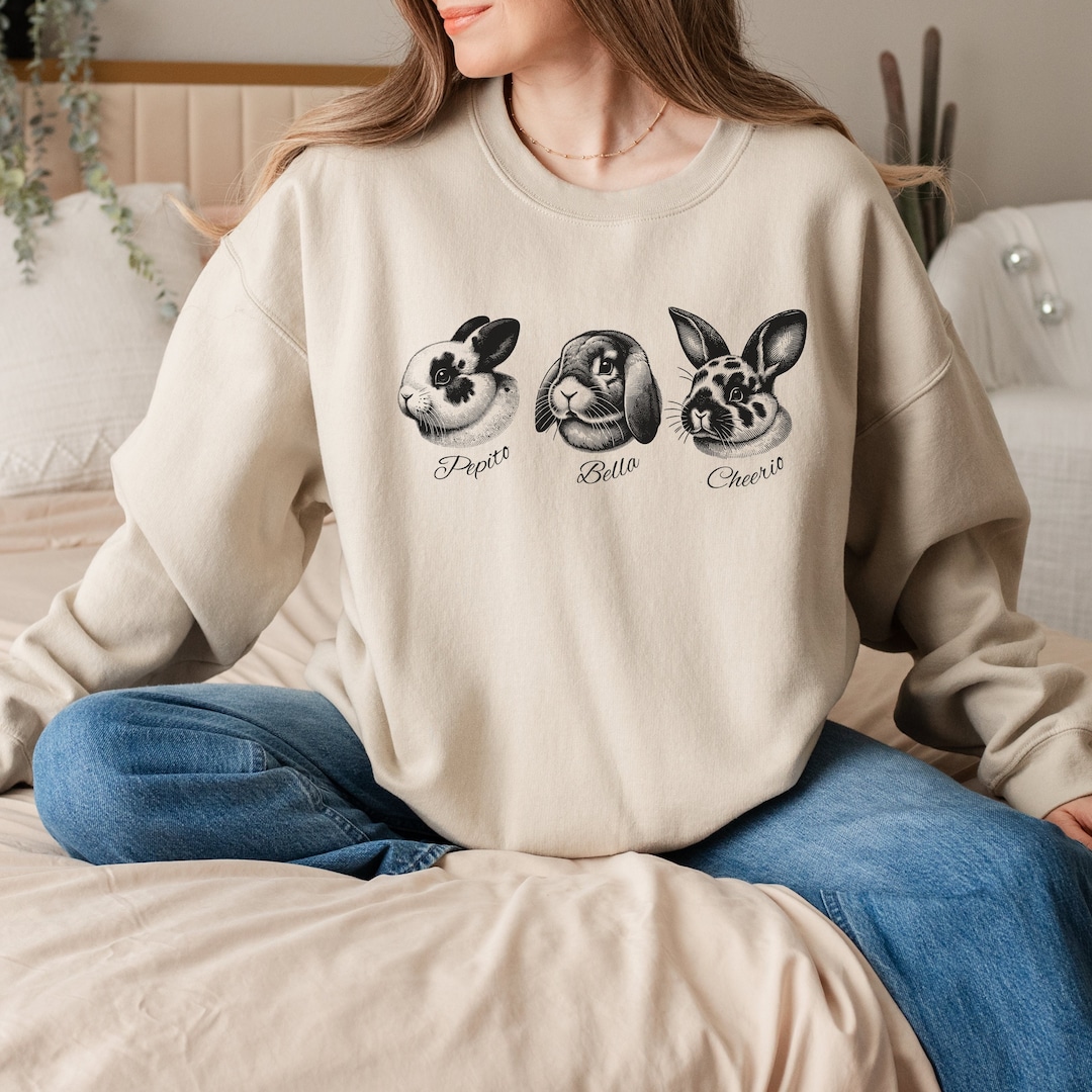 Custom Bunny Sweatshirt Bunny Owner Gift Rabbit Sweatshirt Custom Pet ...