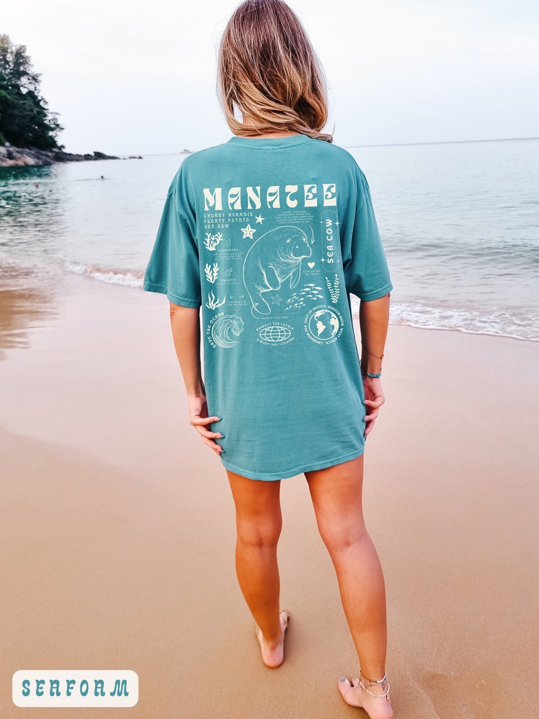 Manatee Shirt Florida Manatee Gift Surf Tee Comfort Colors Oversize ...