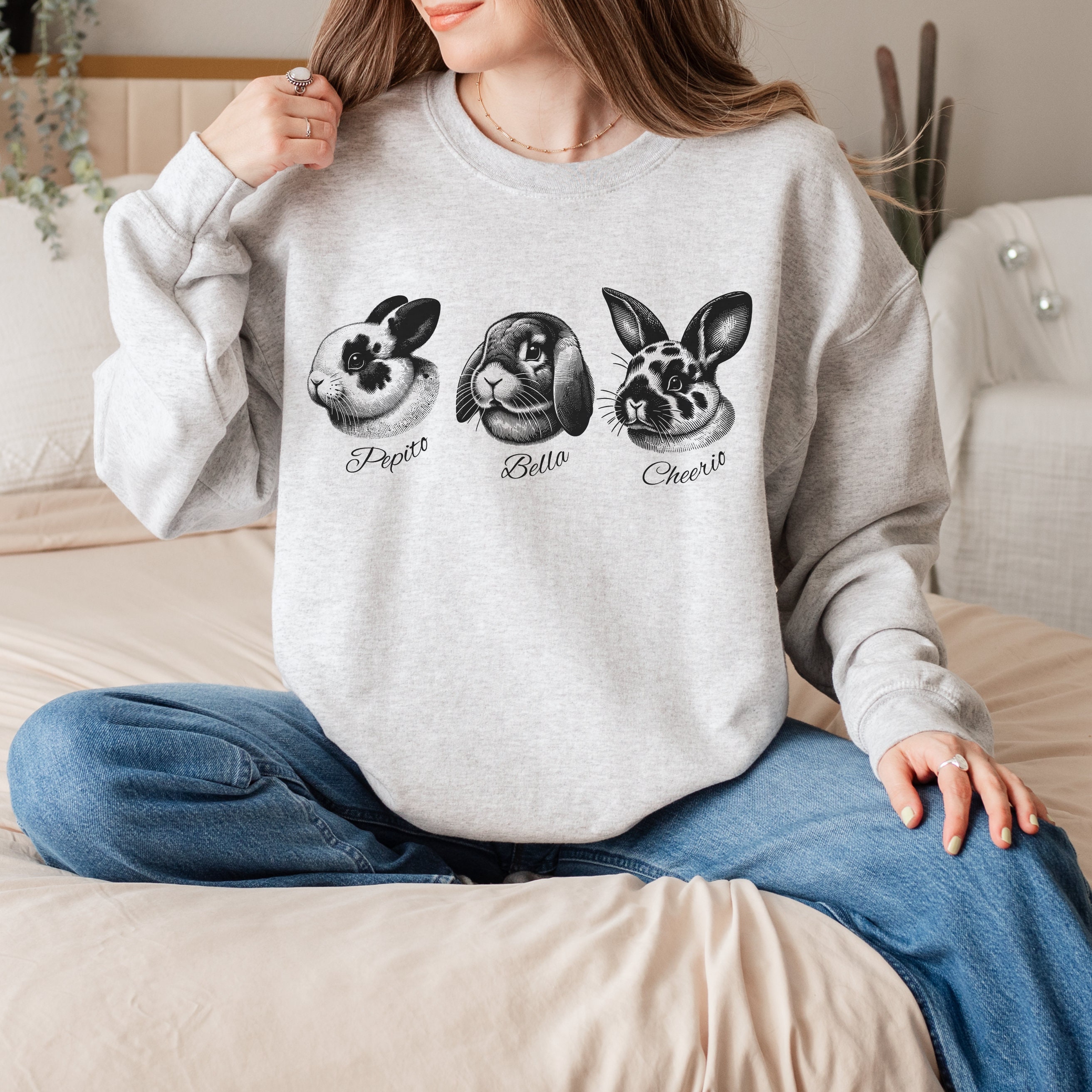 Custom Bunny Sweatshirt Bunny Owner Gift Rabbit Sweatshirt Custom Pet ...