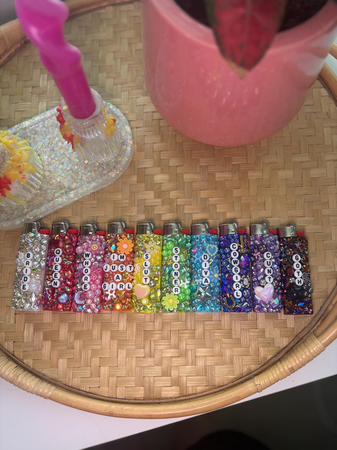 Customizable Name/word/phrase Bedazzled Junk Lighter and Ashtray ...