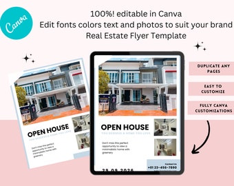 Open House Invite Flyer Template Bundle for Realtor Editable in Canva ...