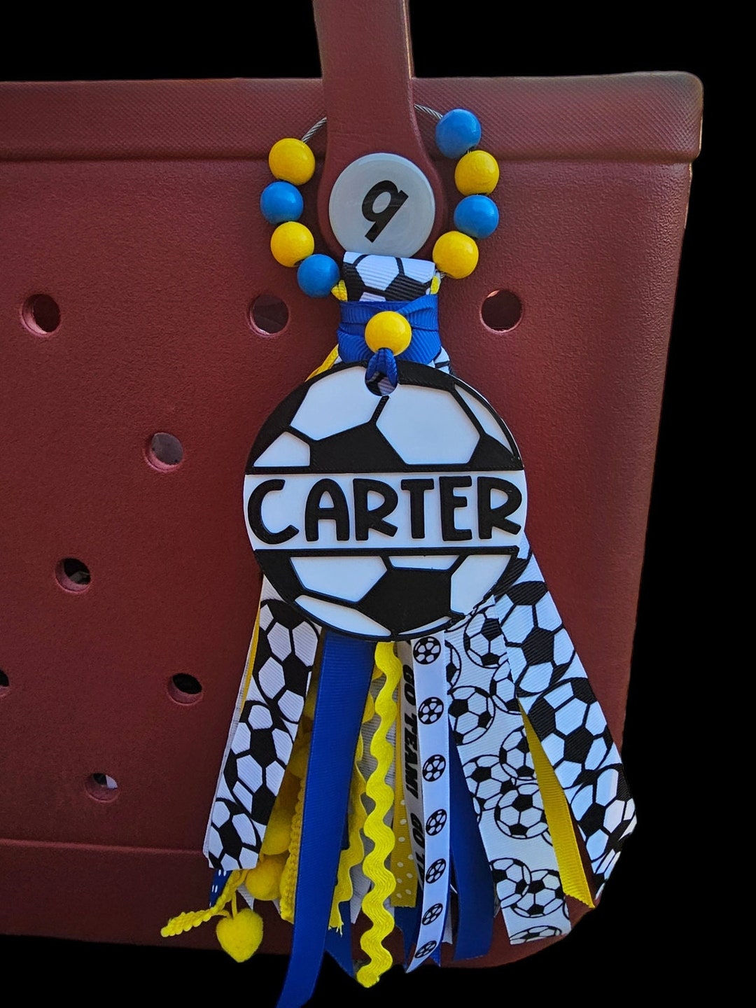 Personalized 3D Printed Soccer Ribbon Bag Tassel. Perfect Gift for ...