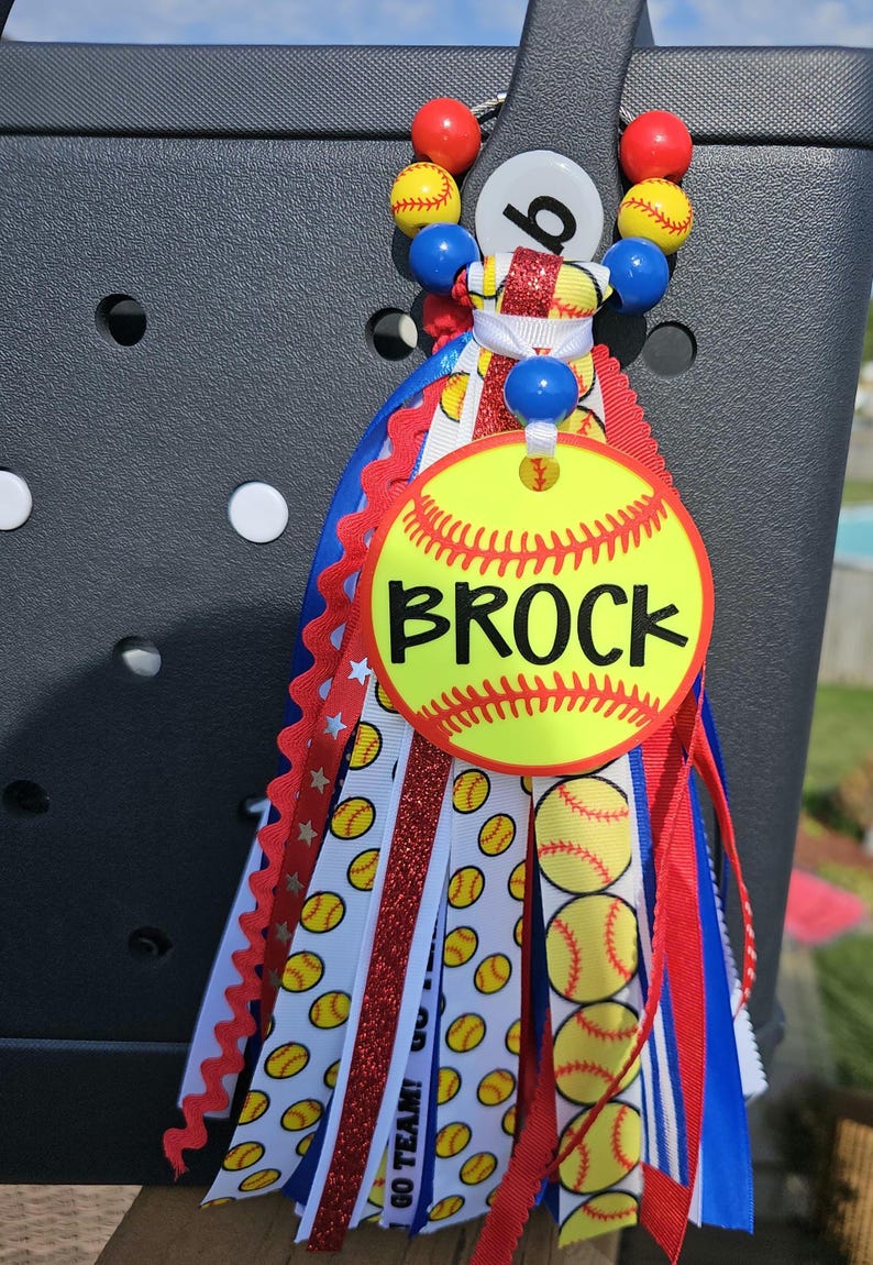 Personalized 3D Printed Softball Bag Tassel With Ribbons - Etsy