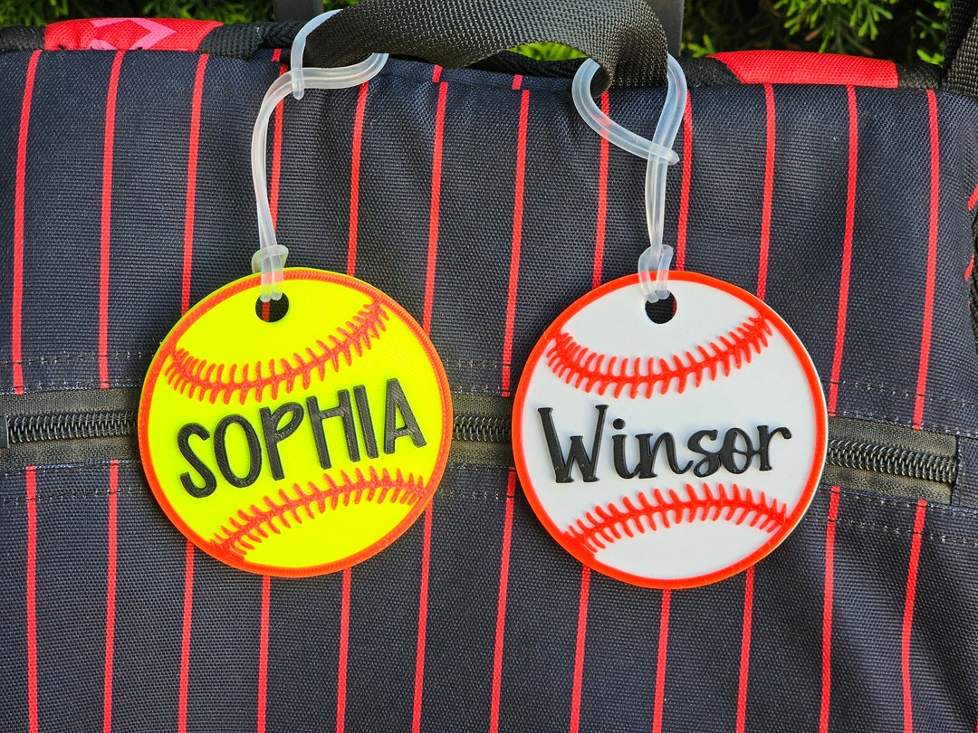 Personalized 3D Printed Baseball or Softball Bag Tags Perfect for Bat ...