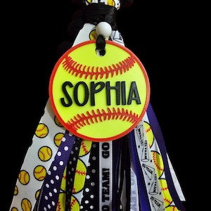 Personalized 3D Printed Softball Bag Tassel With Ribbons - Etsy