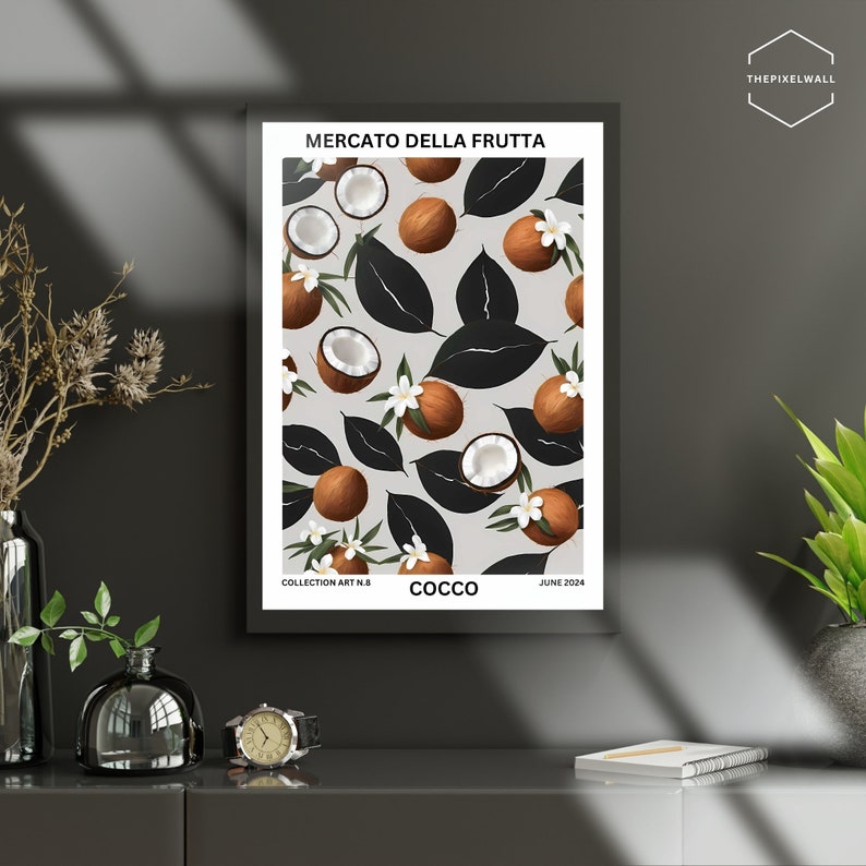 Coconut Wall Art, Coconut Botanical Print, Room Decor Aesthetic ...
