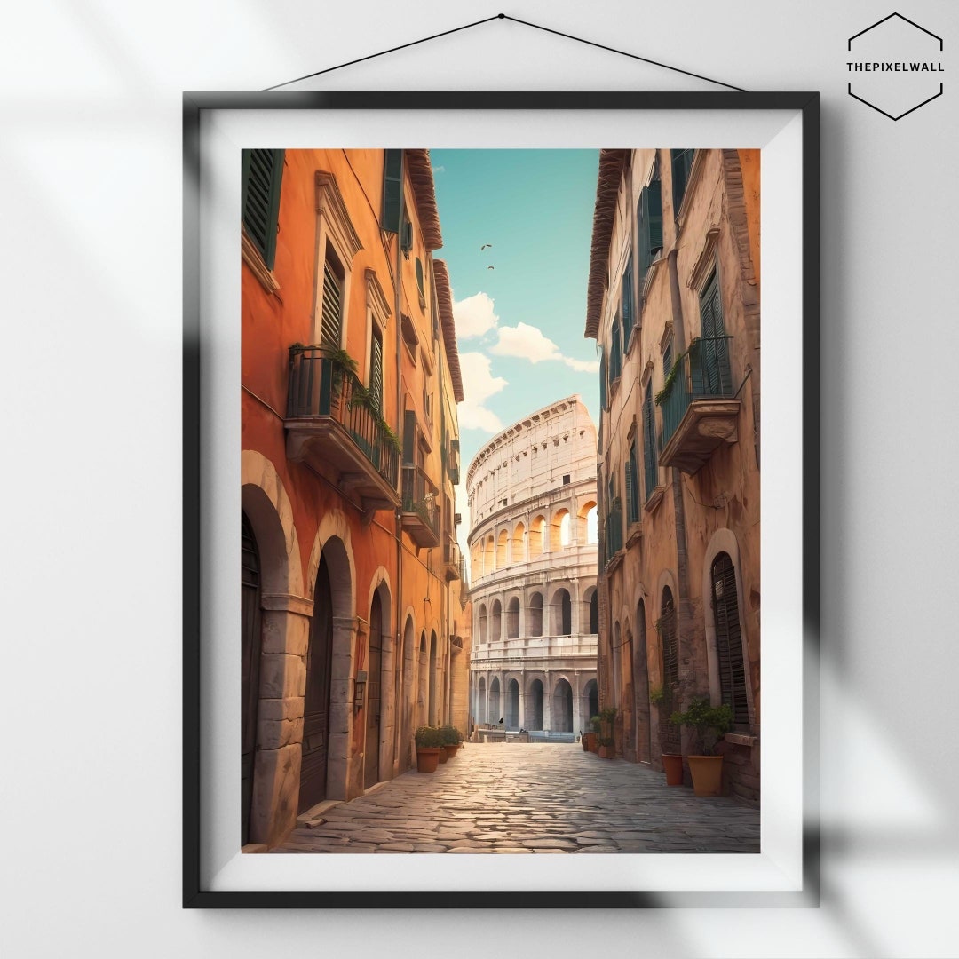 Rome Italy Printable DIGITAL Art, Colosseum Colorful Art Painting ...