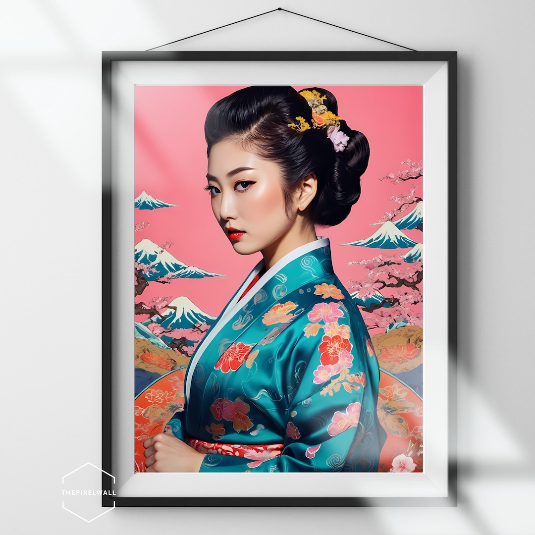 Japanese Geisha Wall Art, Maximalist Japanese Wall Art, Eclectic ...