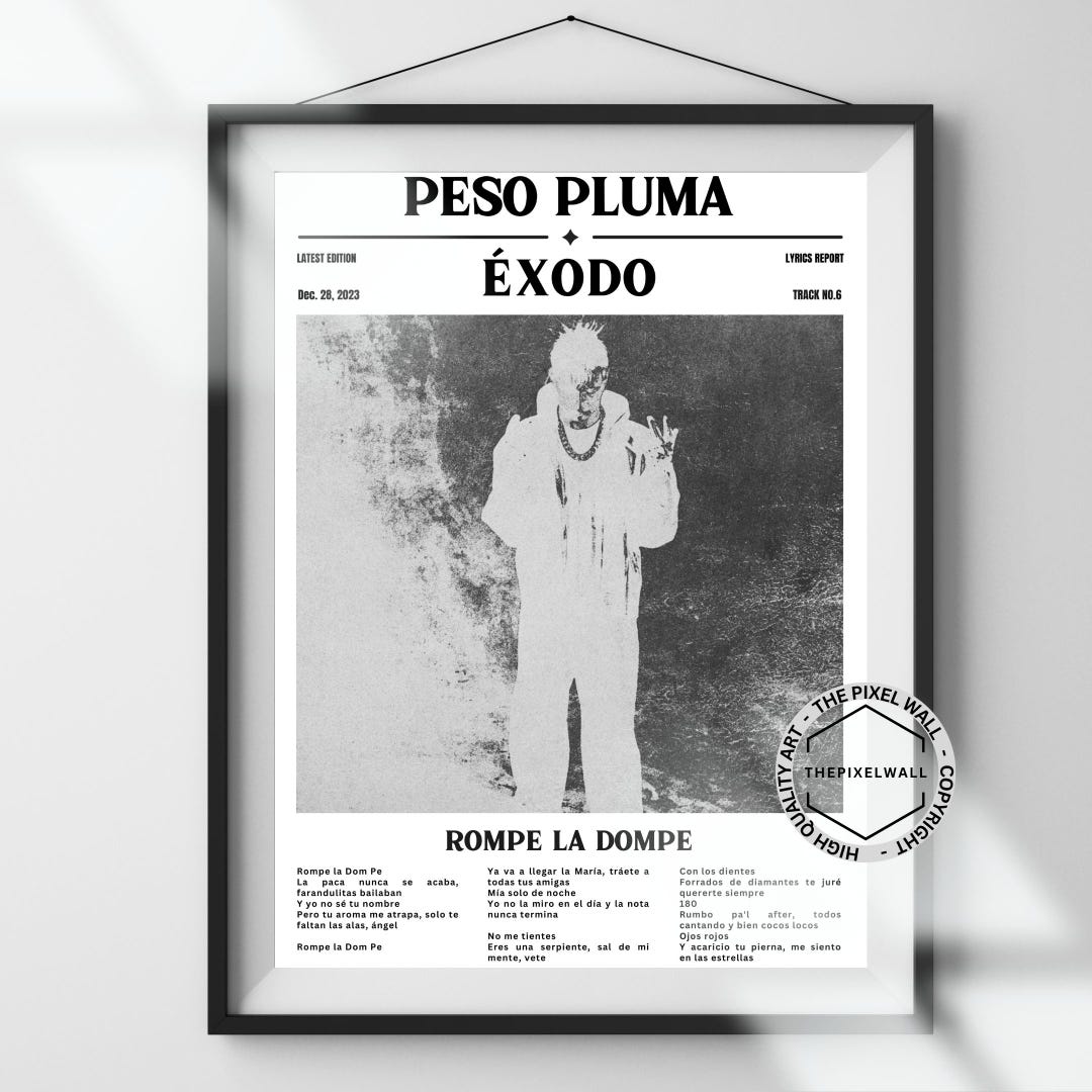 Peso Pluma Album Poster, Exodo Tour, Peso Pluma Decoration, Hip Hop ...