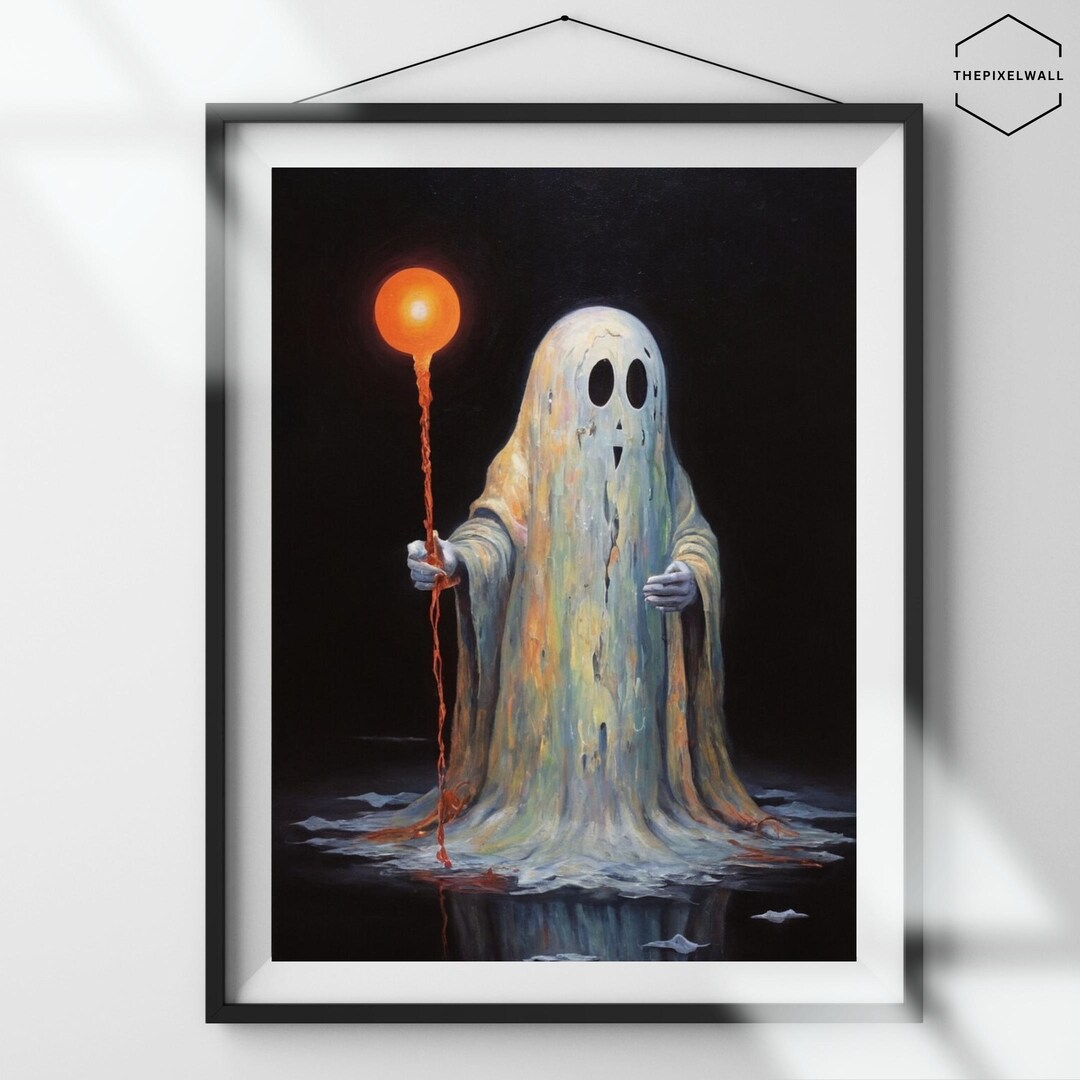 Ghost Holding Candle Vintage Art Poster Print: Dark Academia Halloween ...