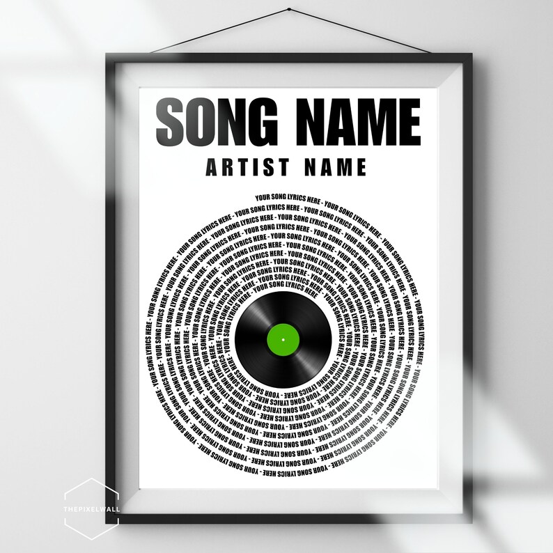 Personalised Music Poster, Custom Vinyl Lyrics Print, Customizable ...